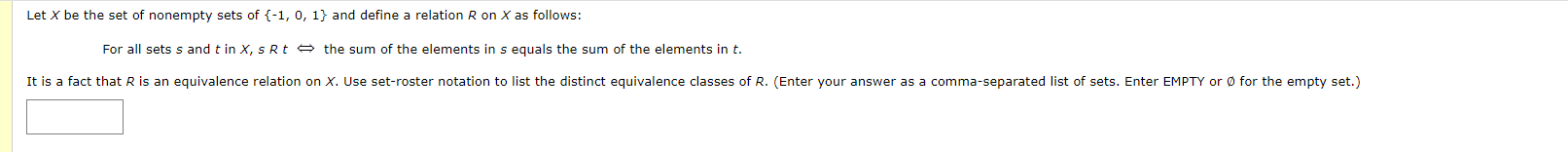 Solved Let X be the set of nonempty sets of {−1,0,1} and | Chegg.com
