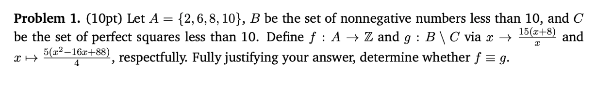 Solved Problem 1. (10pt) Let A={2,6,8,10},B be the set of | Chegg.com