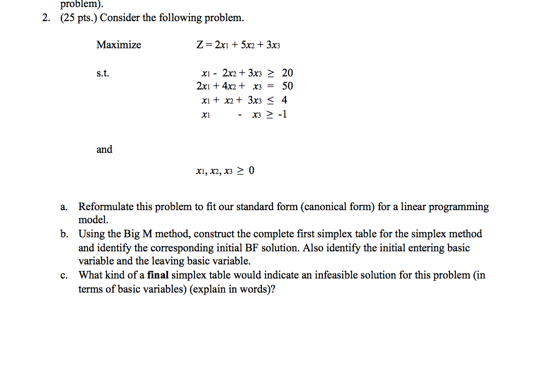 Solved problem). 2. (25 pts.) Consider the following | Chegg.com