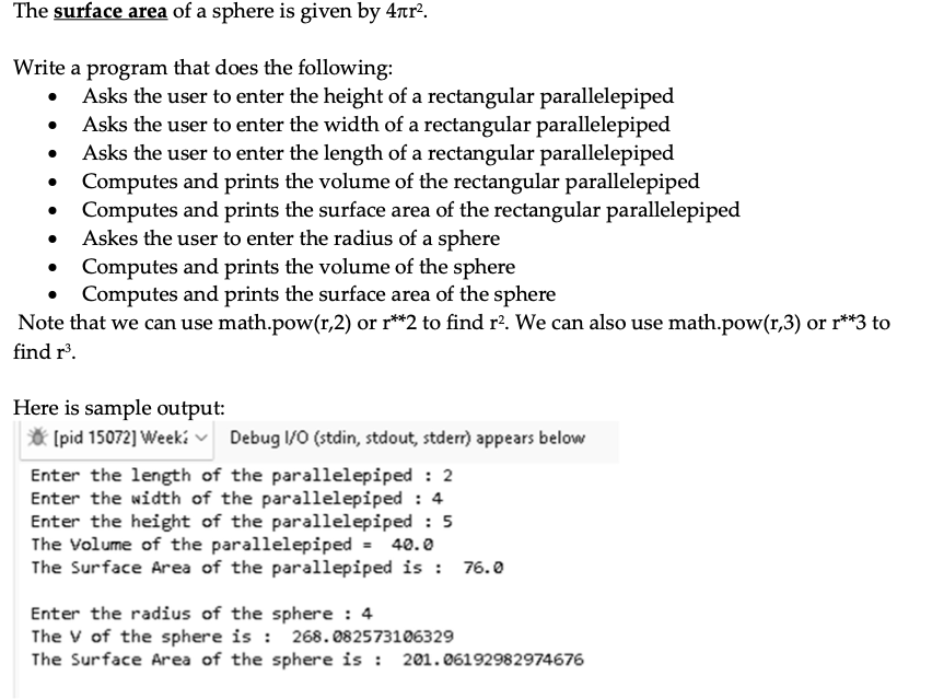 Solved The surface area of a sphere is given by 4tr². Write | Chegg.com