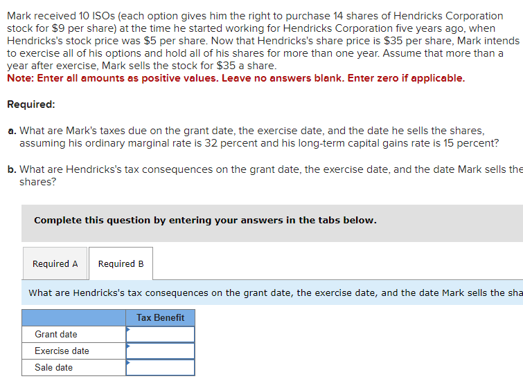 Solved Mark received 10 ISOs (each option gives him the | Chegg.com