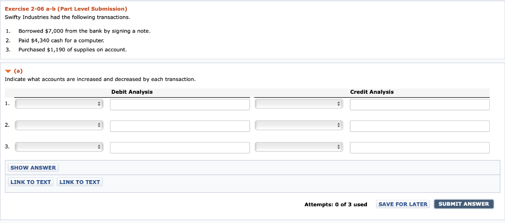 Solved Exercise 2-06 a-b (Part Level Submission) Swifty | Chegg.com