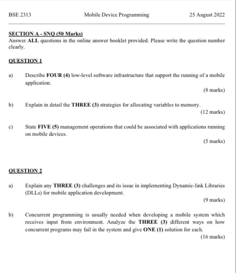 Solved SECTION A - SNQ (50 Marks) Answer ALL questions in | Chegg.com