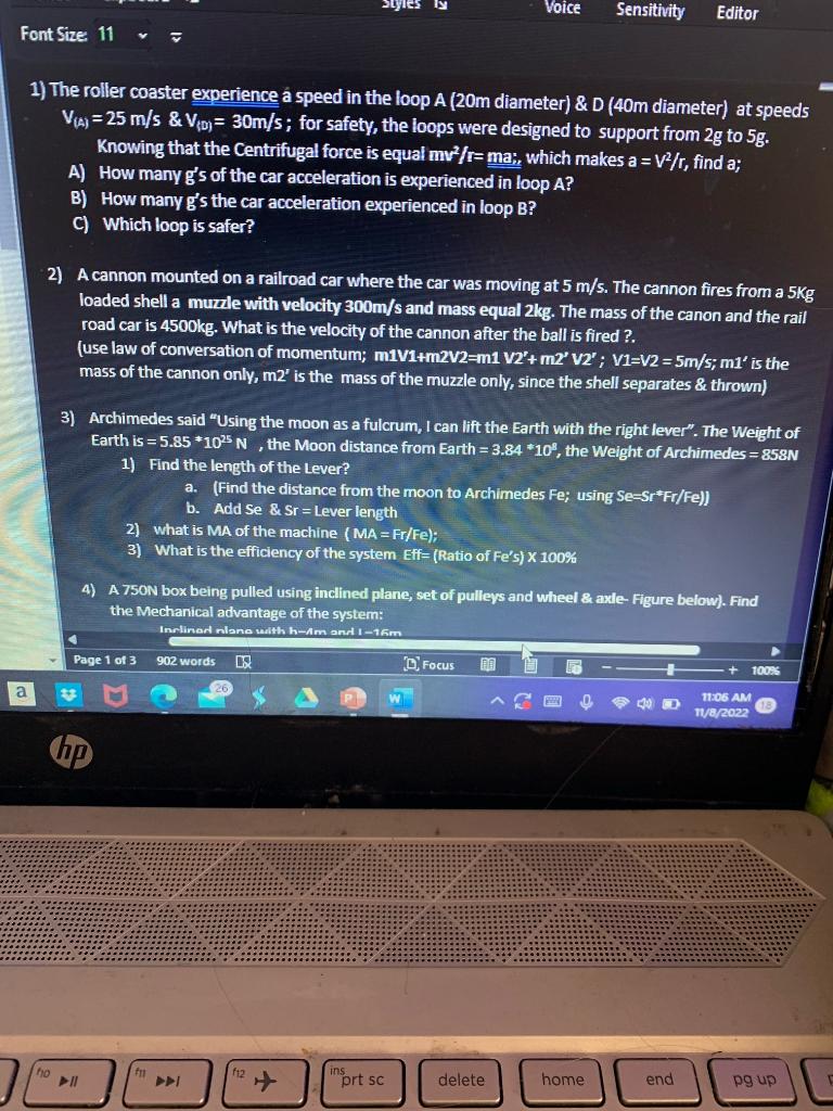 Solved 1) The roller coaster experience á speed in the loop | Chegg.com