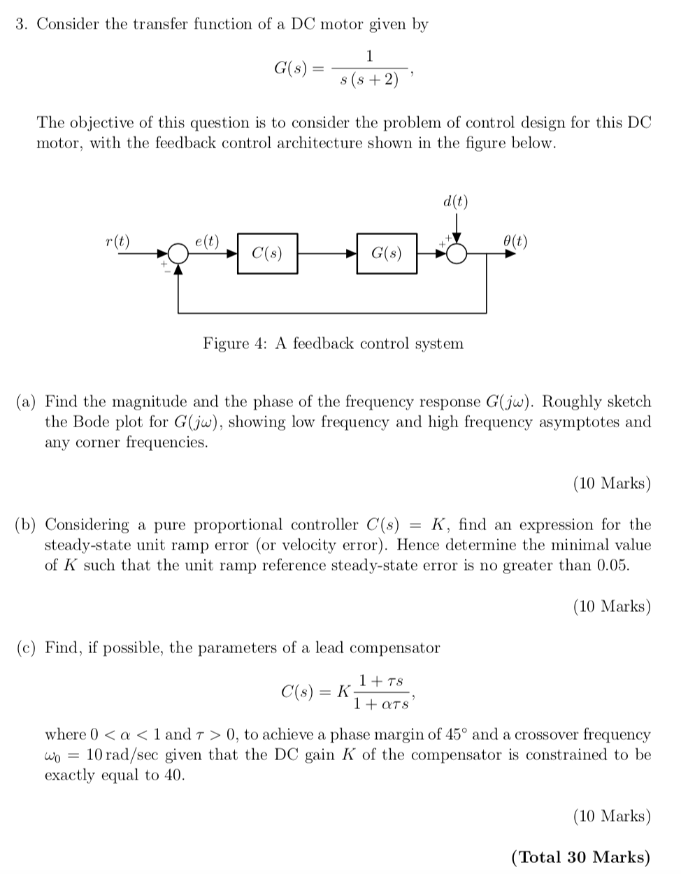 Solved 3. Consider the transfer function of a DC motor given | Chegg.com