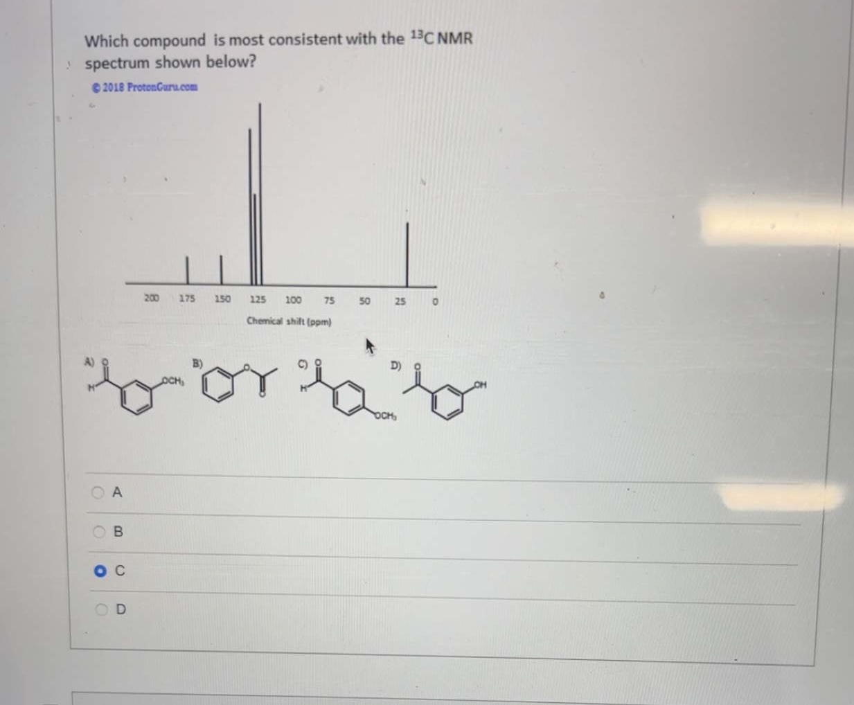 Solved Which compound is most consistent with the ?13C | Chegg.com