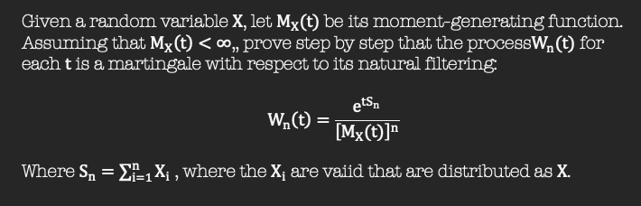 Solved Given a random variable X, let Mx(t) be its | Chegg.com
