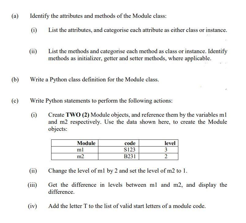 Solved Figure Q1 shows the Module class which is described | Chegg.com