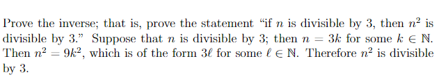 Solved If n is not divisible by 3 , then n2 is not divisible | Chegg.com