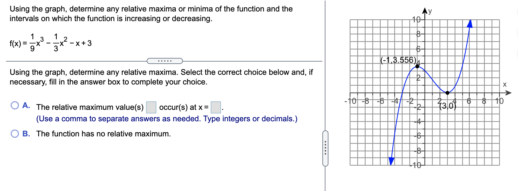 Solved Using the graph, determine any relative maxima or | Chegg.com