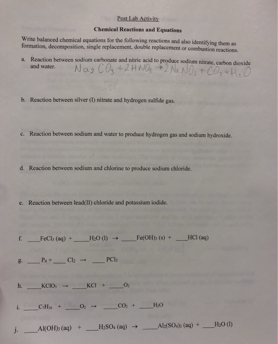 Solved Chemical Reactions and Equations Write balanced | Chegg.com