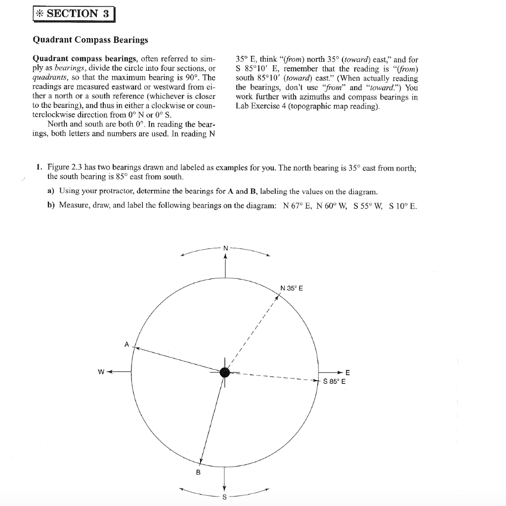 Solved * SECTION 2 Azimuths While useful, compass points are | Chegg.com