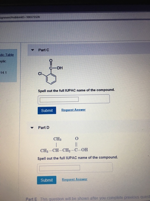 Solved ignmentProblemID- 100373526 Part C dic Table ylic : 5 | Chegg.com