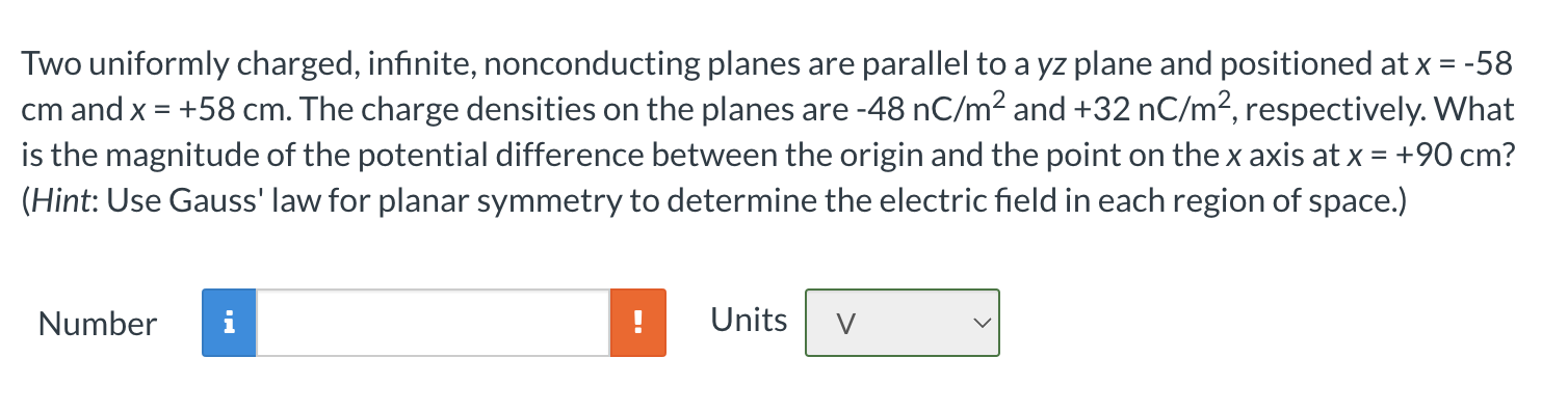 Solved Two uniformly charged, infinite, nonconducting planes | Chegg.com