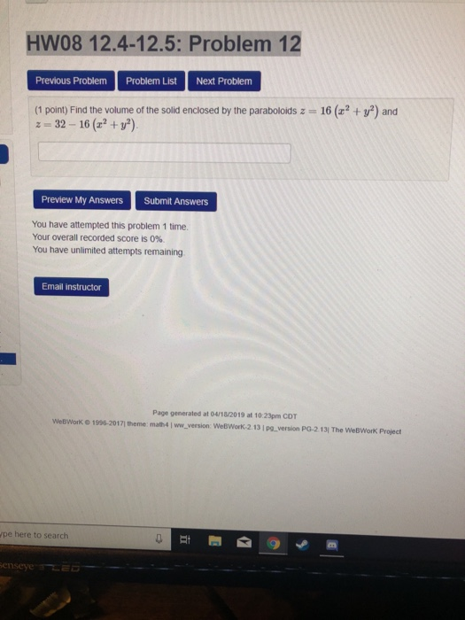 Solved HW08 12.4-12.5: Problem 12 Previous Problem Problem | Chegg.com