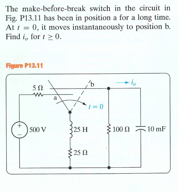 Solved The make-before-break switch in the circuit in Fig. | Chegg.com