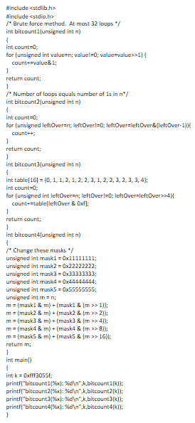 Solved Problem 5 [1 pt]. Find the attached file bitCount | Chegg.com
