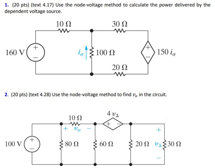 Solved Use the node-voltage method to calculate the power | Chegg.com