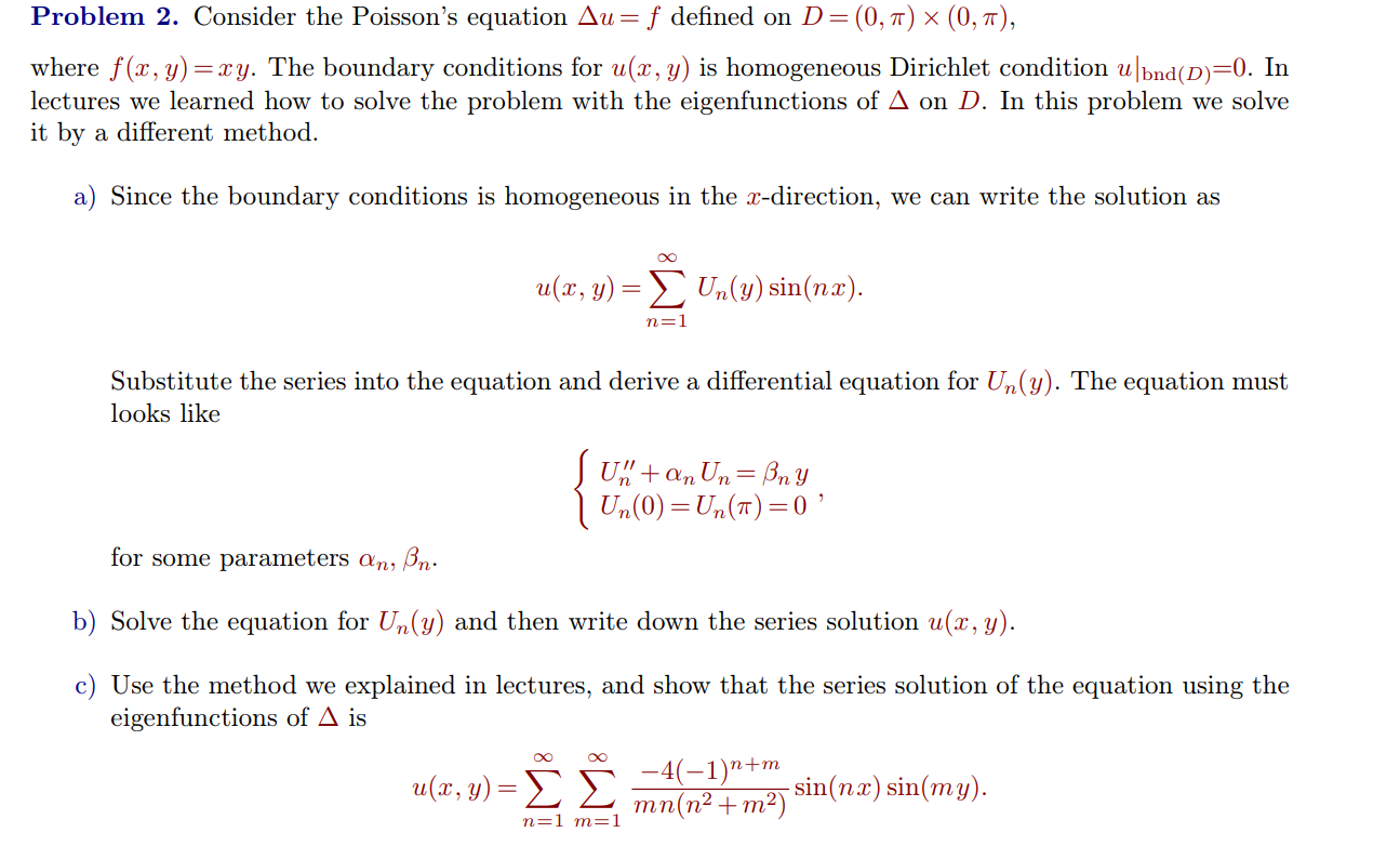 Problem 2. Consider the Poisson's equation Δu=f | Chegg.com