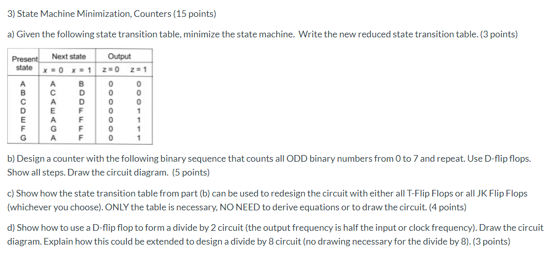 3 State Machine Minimization Counters 15 Points 3027