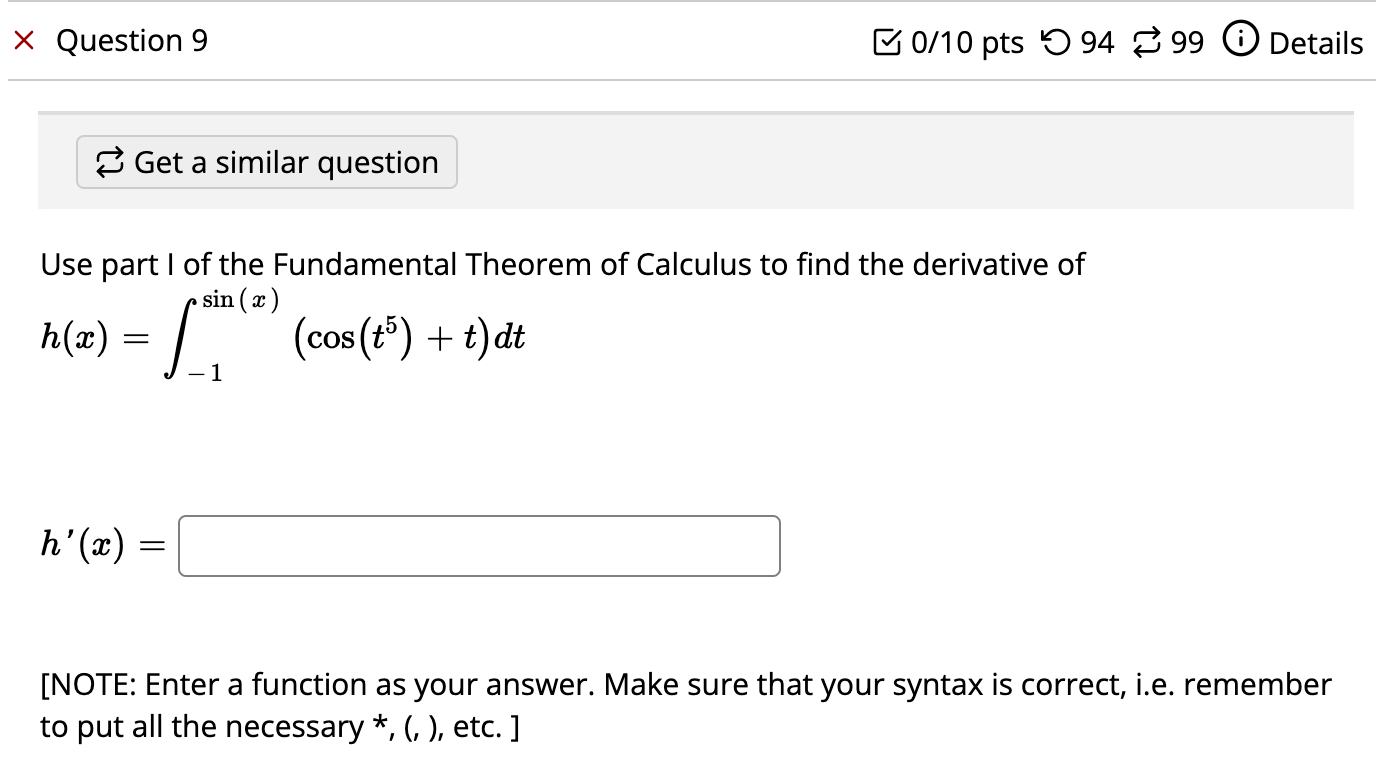 Solved Question 18 Given f(x)=∫0x1+cos2(t)t2−49dt At what | Chegg.com