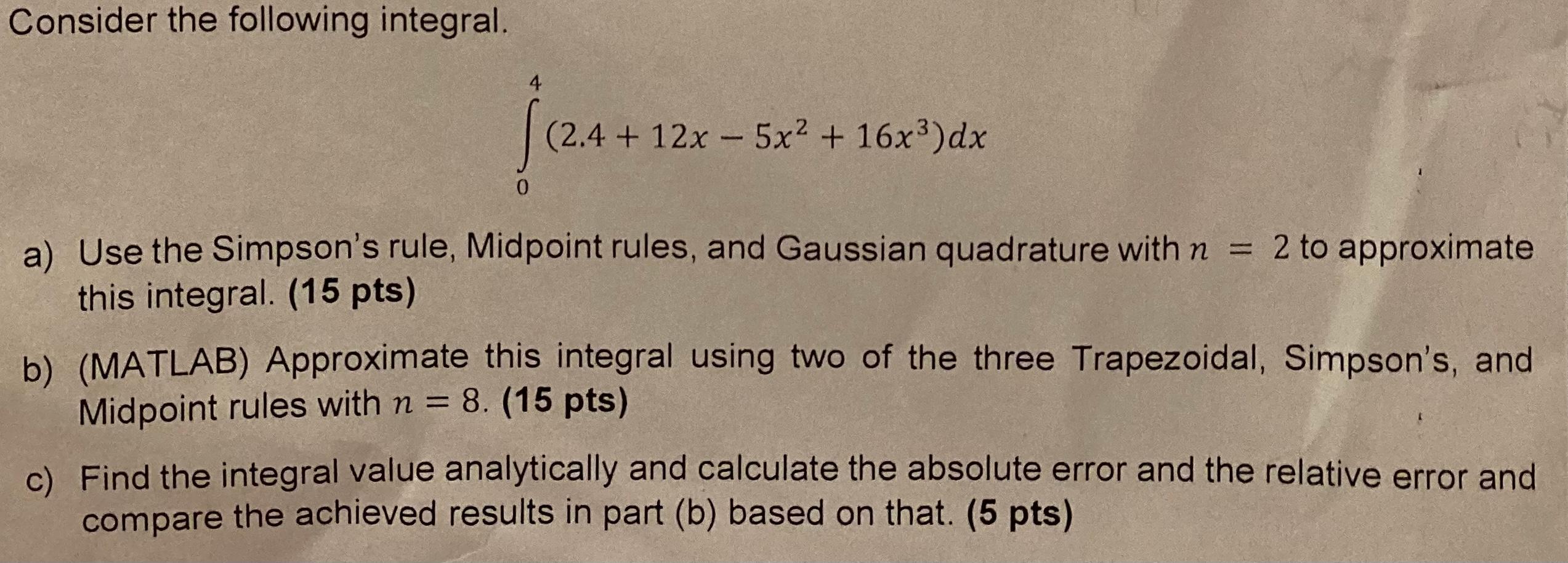 Solved Consider the following integral. | Chegg.com