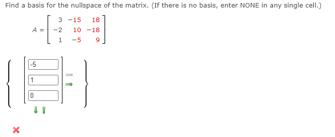 Solved Find a basis for the nullspace of the matrix. (If | Chegg.com