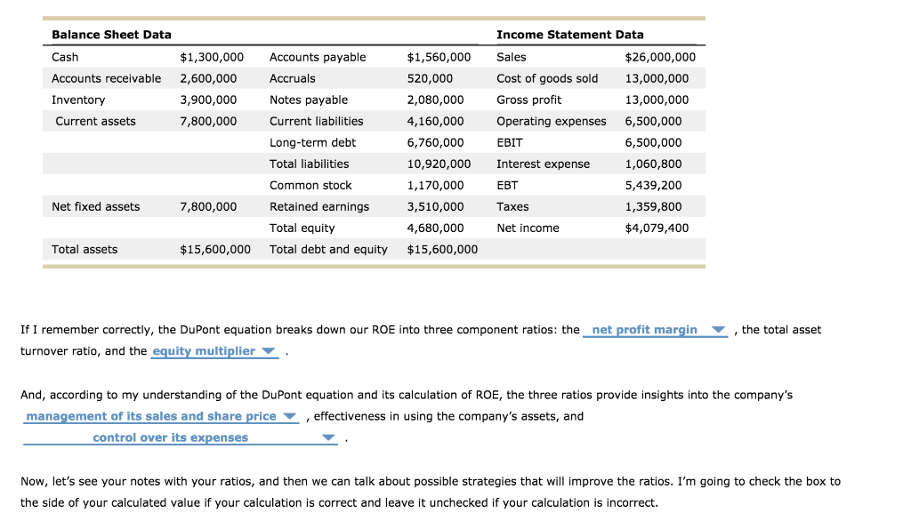 Solved If I remember correctly, the DuPont equation breaks | Chegg.com