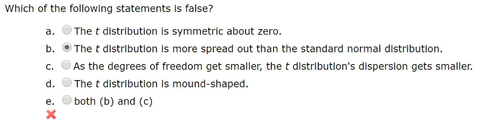 Solved Which of the following statements is false? a. The t | Chegg.com
