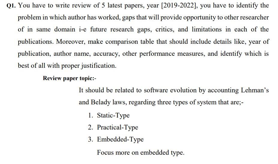 Solved Q1. You have to write review of 5 latest papers, year | Chegg.com