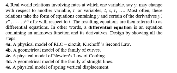 Solved 4. Real world relations involving rates at which one | Chegg.com