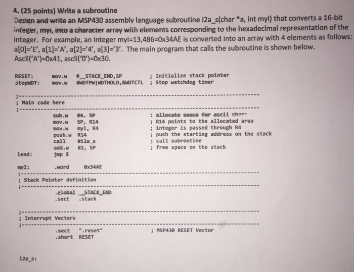 4 25 Points Write A Subroutine Design And Write An