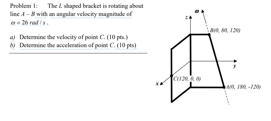 Solved Problem 1: The L shaped bracket is rotating about | Chegg.com