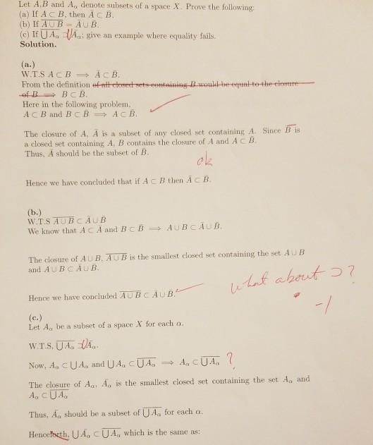 Solved A. B and A, denote subsets of a space X. Prove the | Chegg.com