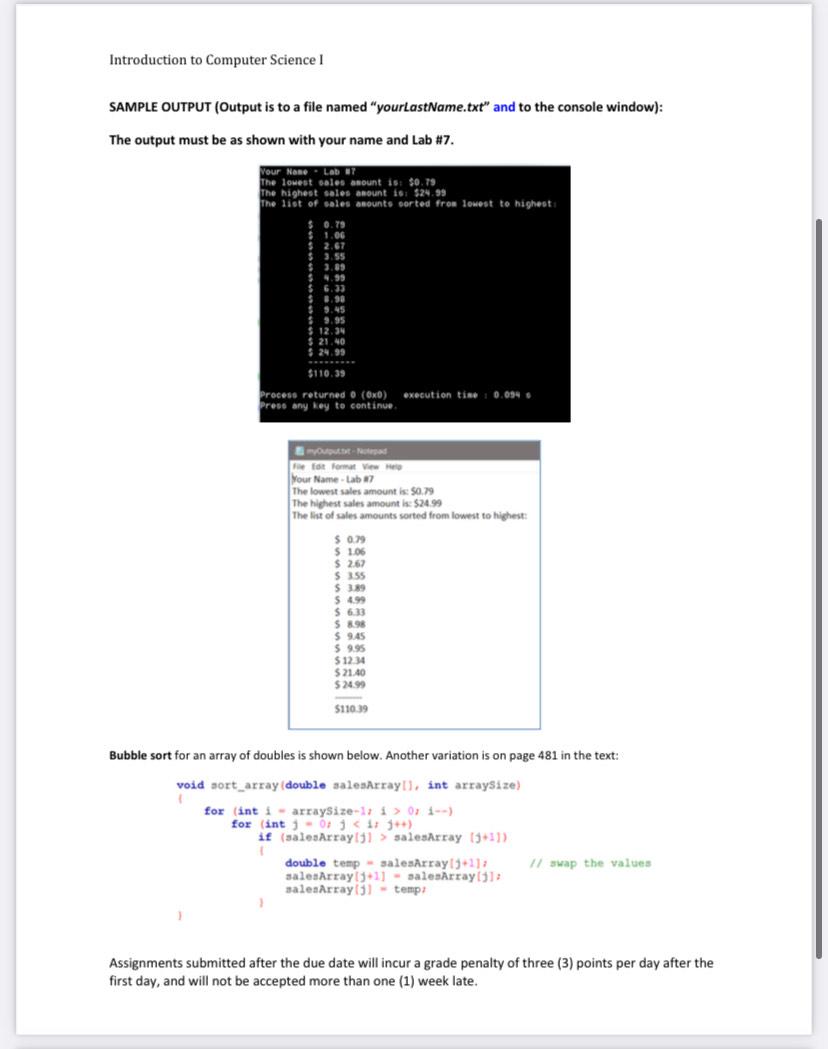 Solved Introduction to Computer Science I SAMPLE OUTPUT | Chegg.com