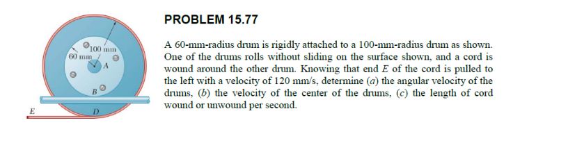 Solved PROBLEM 15.77 100 min 60 mm e A A 60-mm-radius drum | Chegg.com