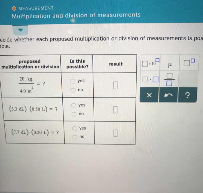 Solved O MEASUREMENT Multiplication and division of | Chegg.com