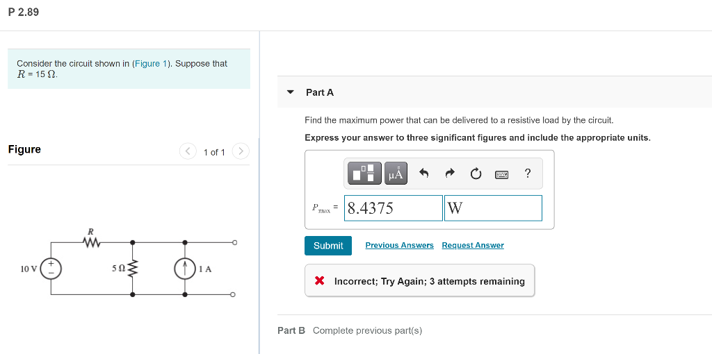 Solved P 2.89 Consider the circuit shown in (Figure 1). | Chegg.com