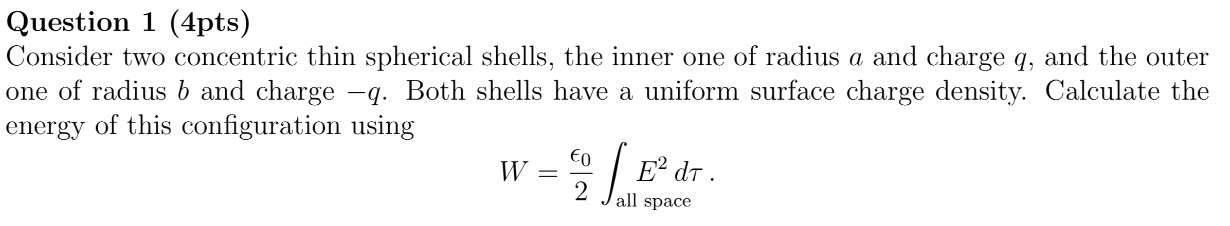 Solved Question 1 (4pts) Consider two concentric thin | Chegg.com