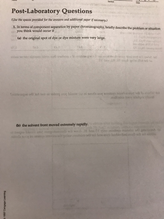 Solved Post-Laboratory Questions (Use the spaces provided | Chegg.com