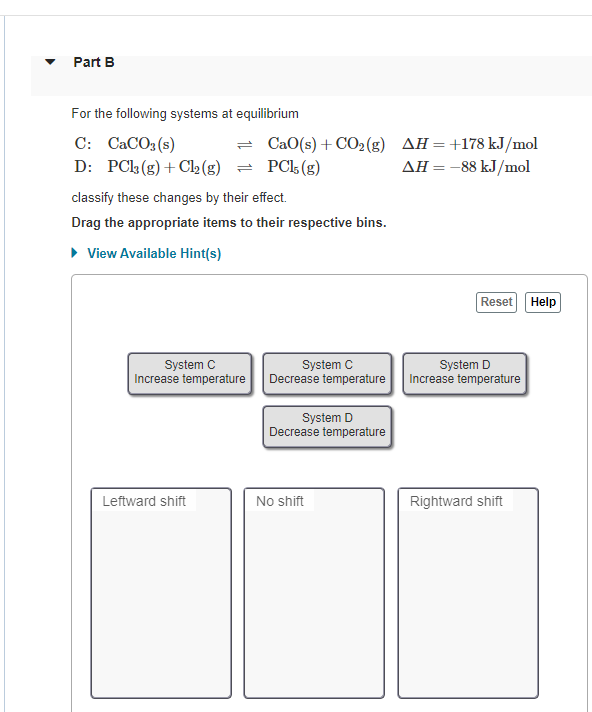 Solved For the following systems at equilibrium A: | Chegg.com