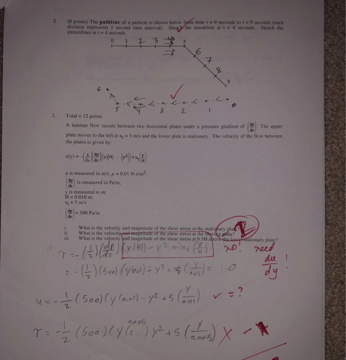 Solved 2 8 Points The Pathline Of A Particle Is Shown