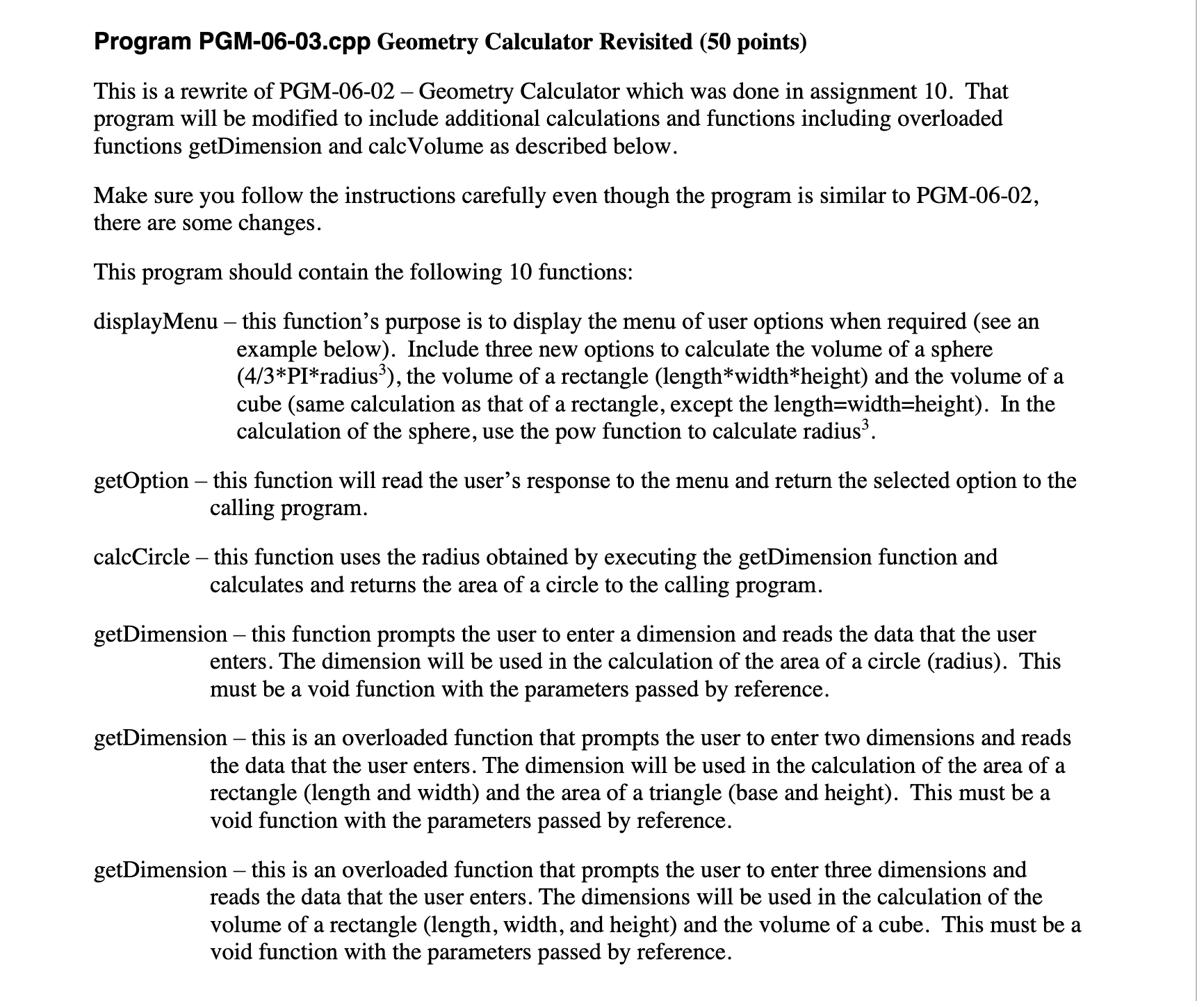 Solved Program PGM-06-03.cpp Geometry Calculator Revisited | Chegg.com