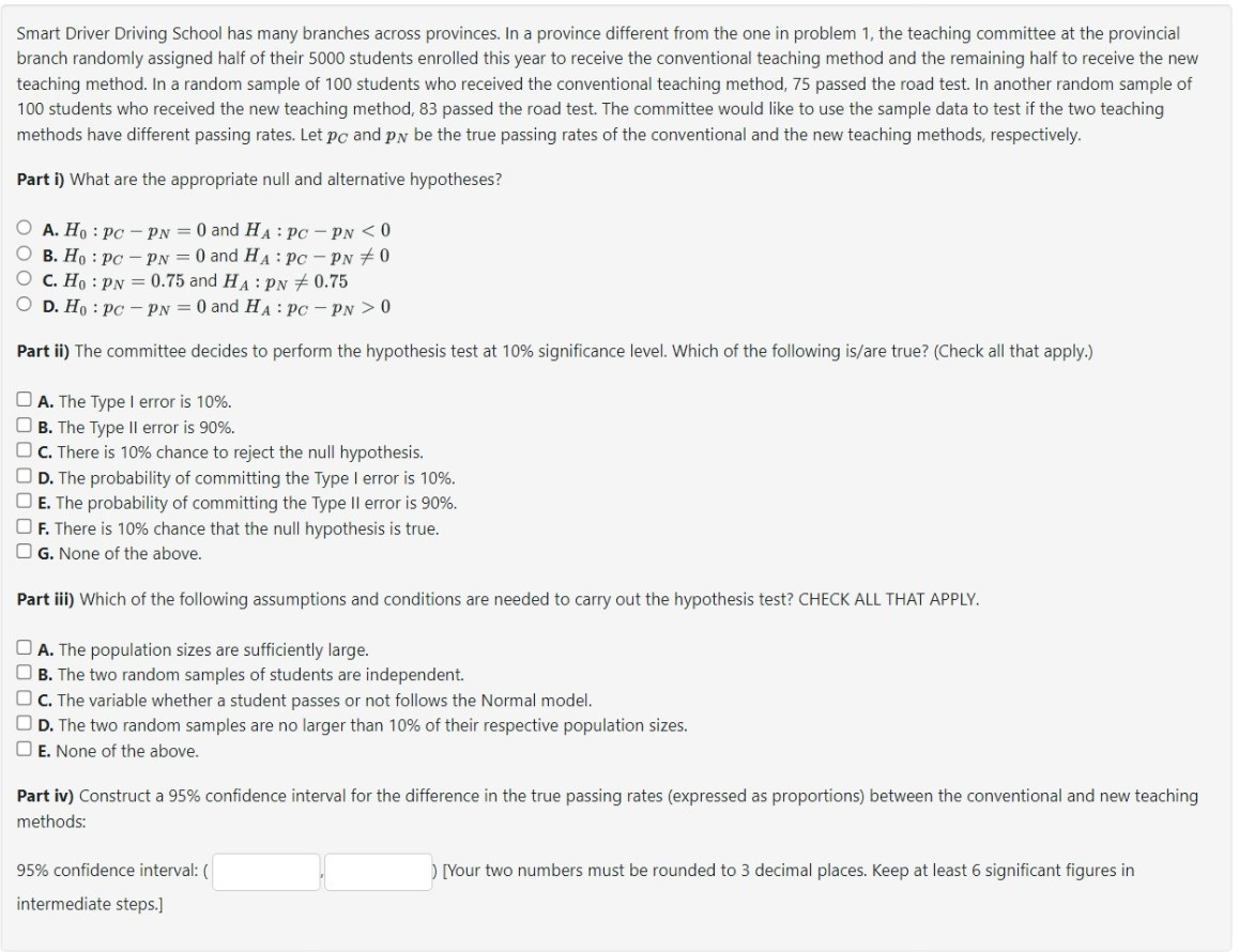 Solved Smart Driver Driving School has many branches across | Chegg.com