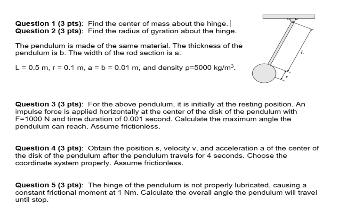 Solved Question 1 (3 pts): Find the center of mass about the | Chegg.com Solved Question 1 (3 pts): Find the center of mass about the | Chegg.com