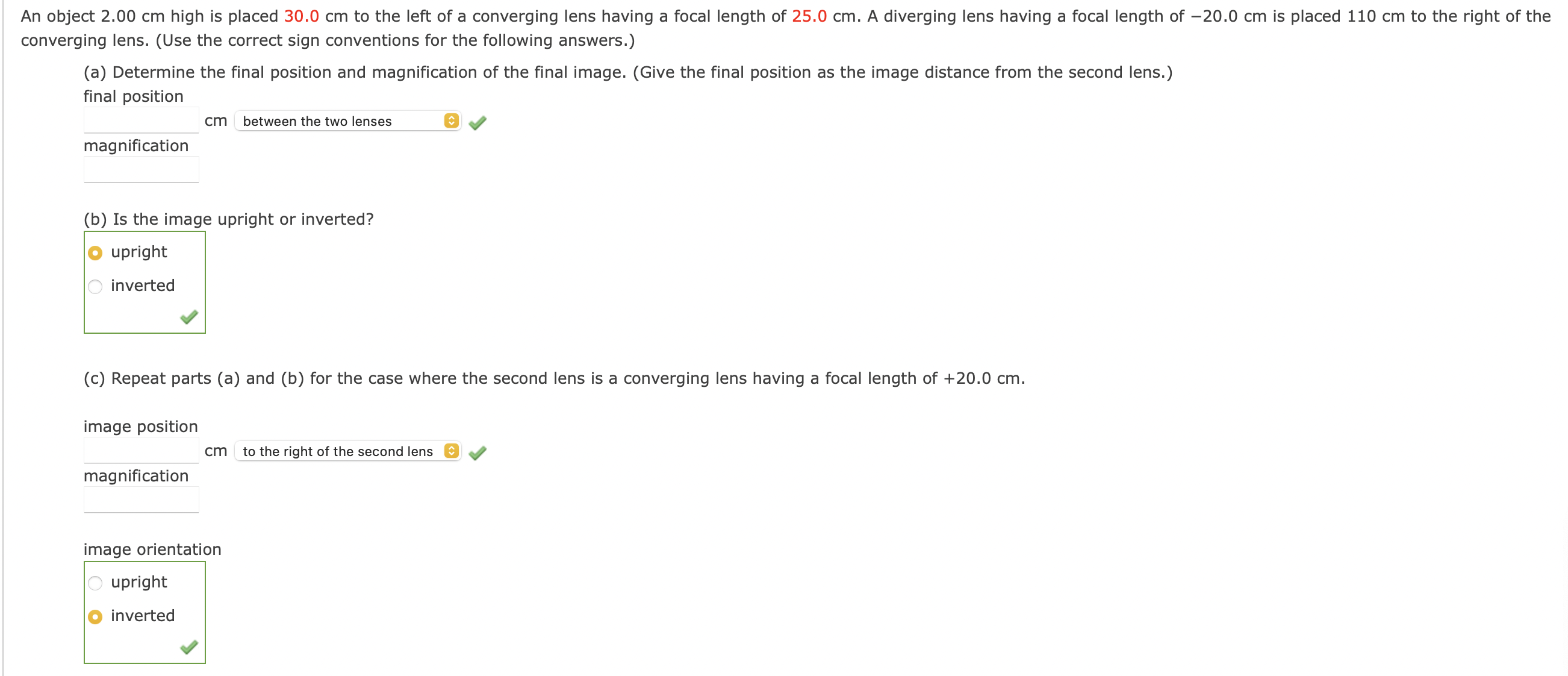 Solved onverging lens. (Use the correct sign conventions for | Chegg.com