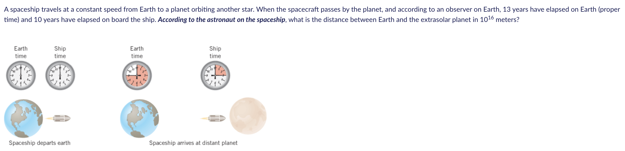 Solved A spaceship travels at a constant speed from Earth to | Chegg.com