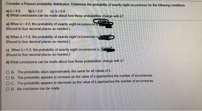 Solved Consider a Poisson probability distribution. | Chegg.com Solved Consider a Poisson probability distribution. | Chegg.com