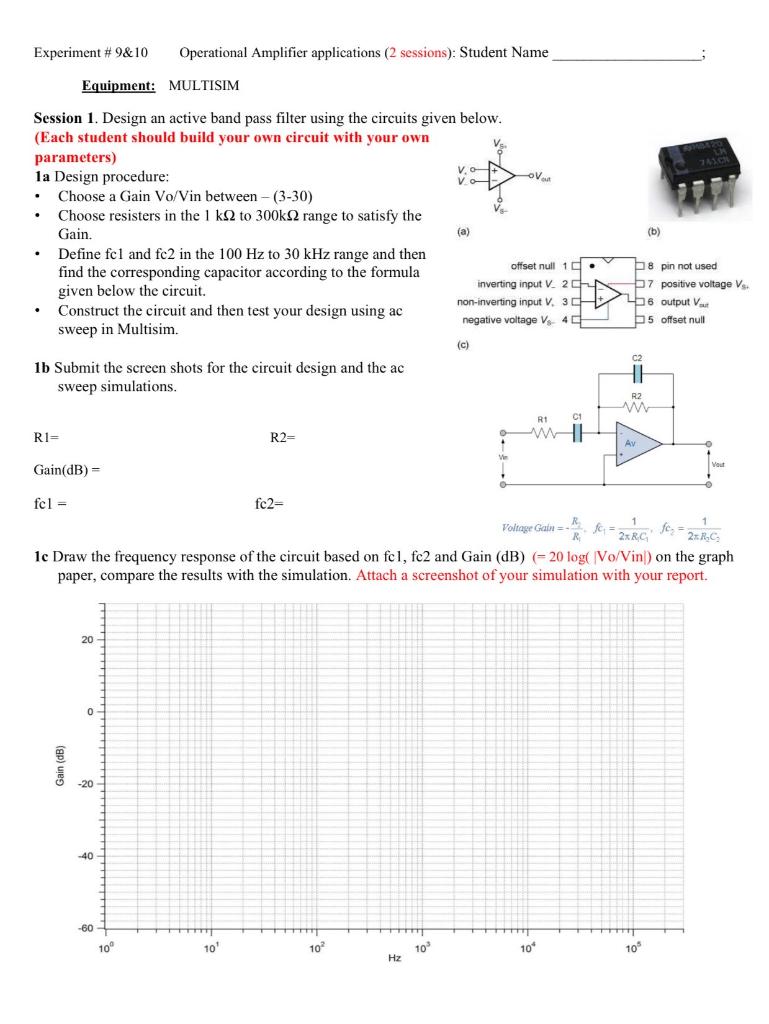 Solved Please use the online version of multisim and picture | Chegg.com