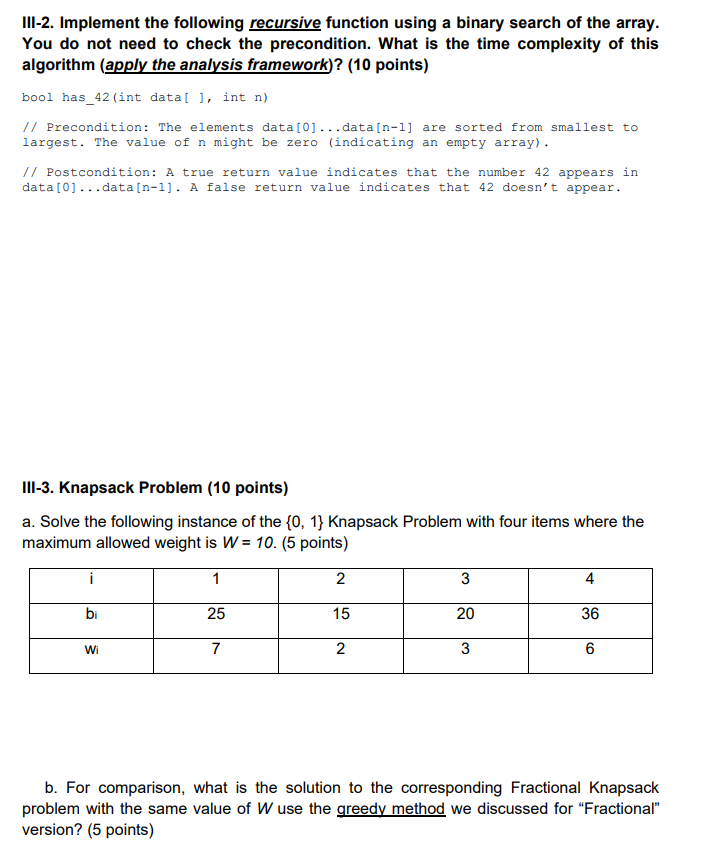 Solved III-2. Implement the following recursive function | Chegg.com